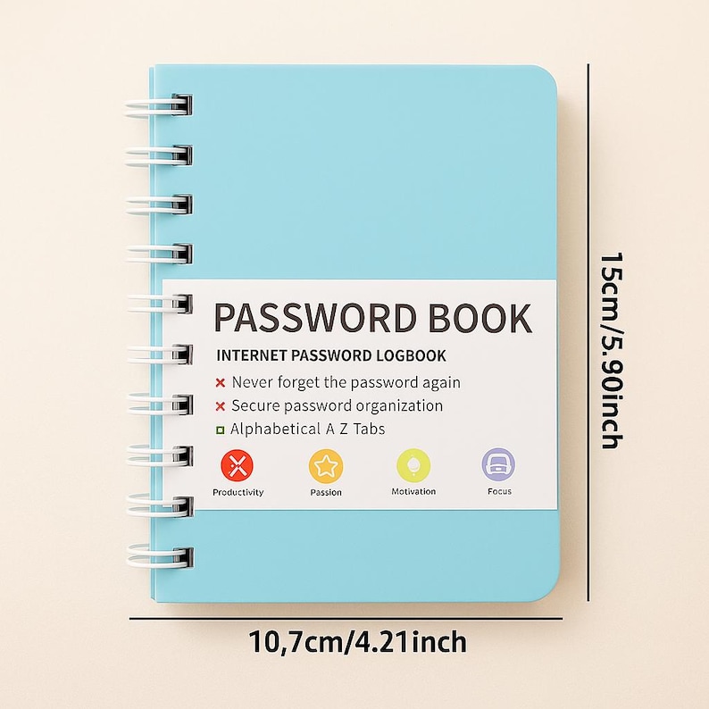 Pastel Password Book Set | A-Z Tabs, Home Office Organizer - Etsy