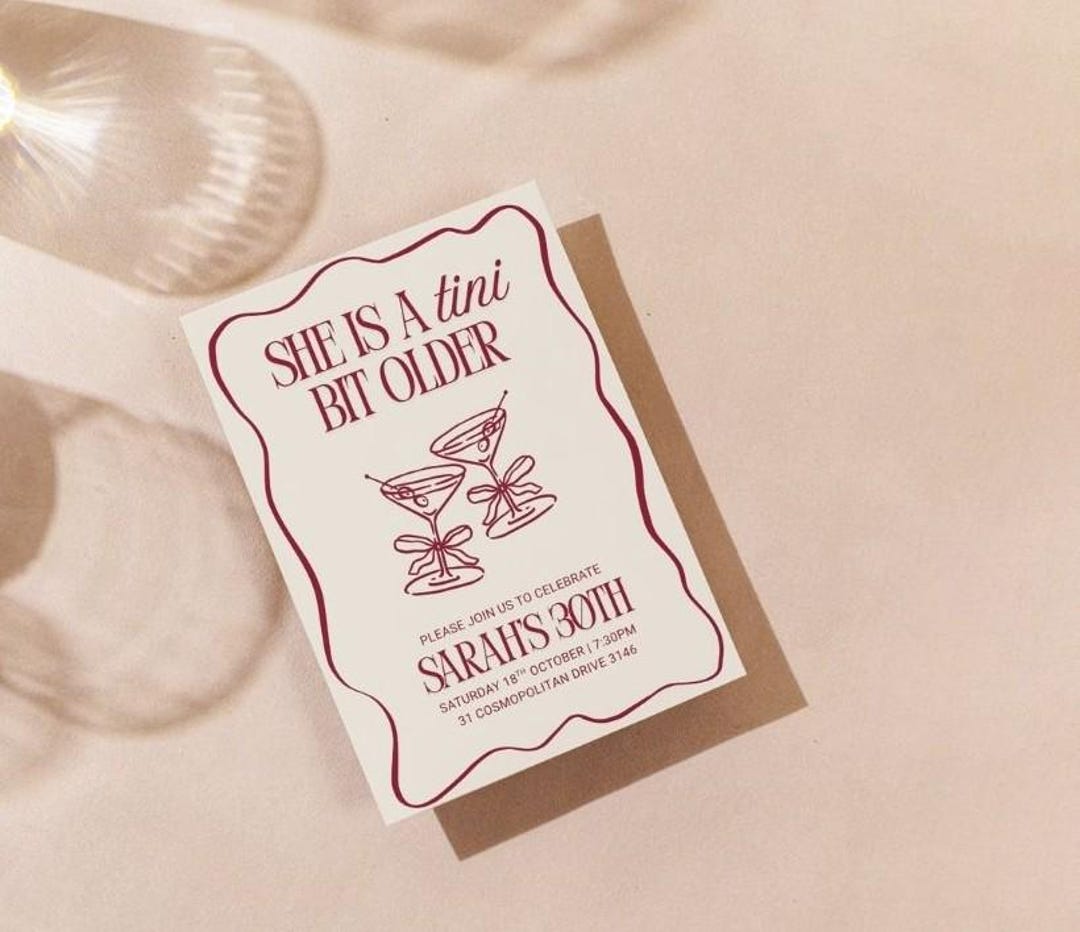 She's a Tini Bit Older Birthday Invitation Template, Editable in Canva ...