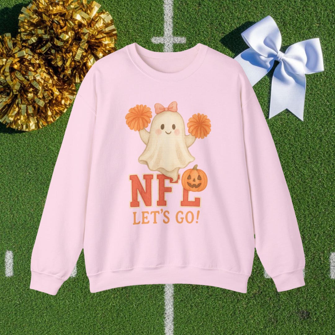 Halloween Ghost Cheerleader Sweatshirt, Cozy Fall Crewneck, NFL Fans ...