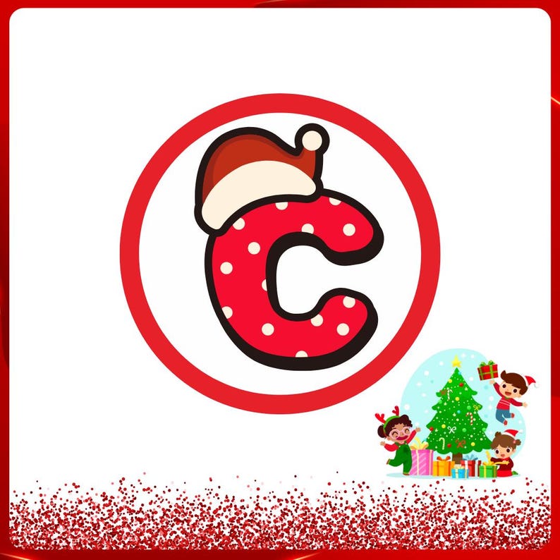 Christmas Alphabet Bundle | Elegant Santa Hat Letters | Editable ...