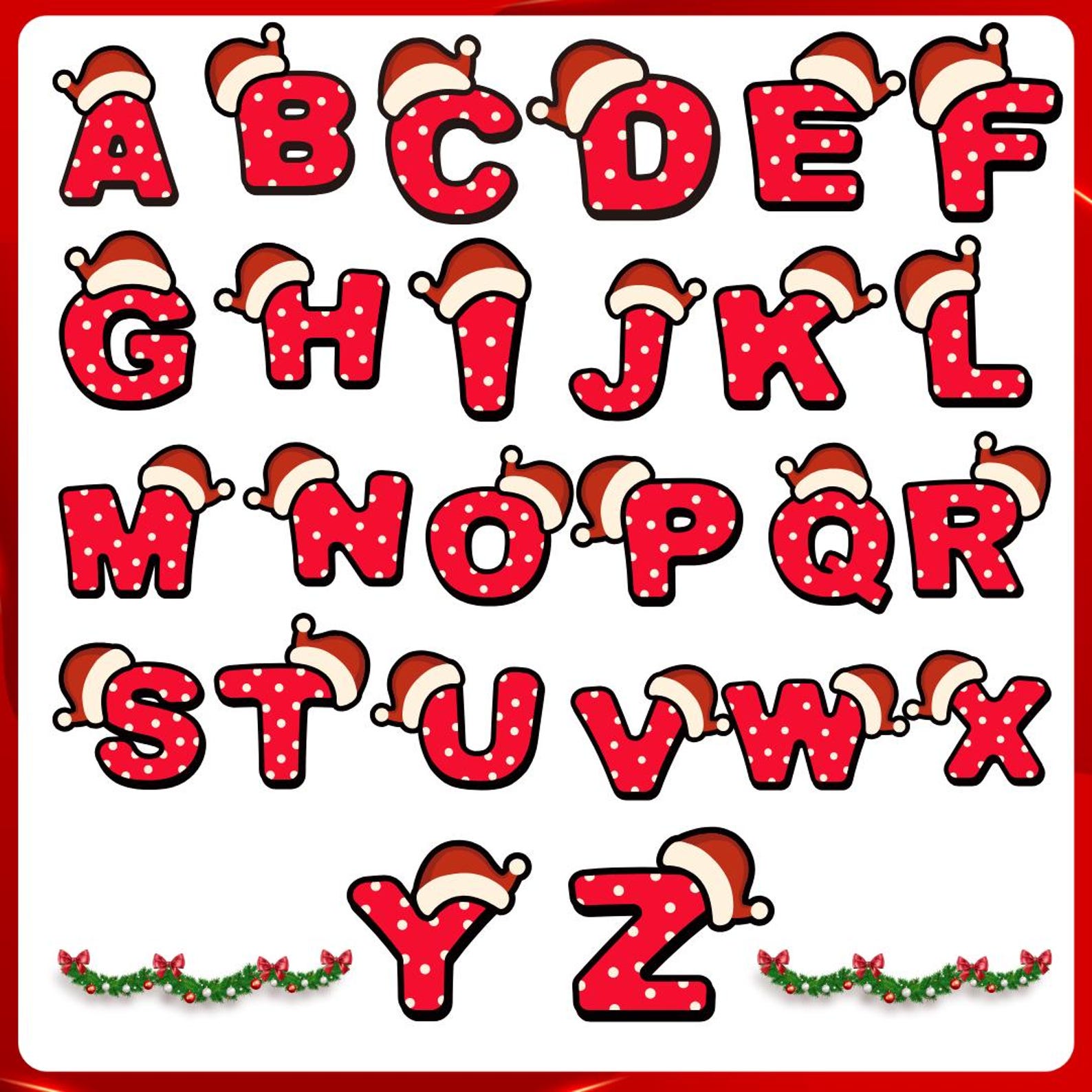 Christmas Alphabet Bundle | Elegant Santa Hat Letters | Editable ...
