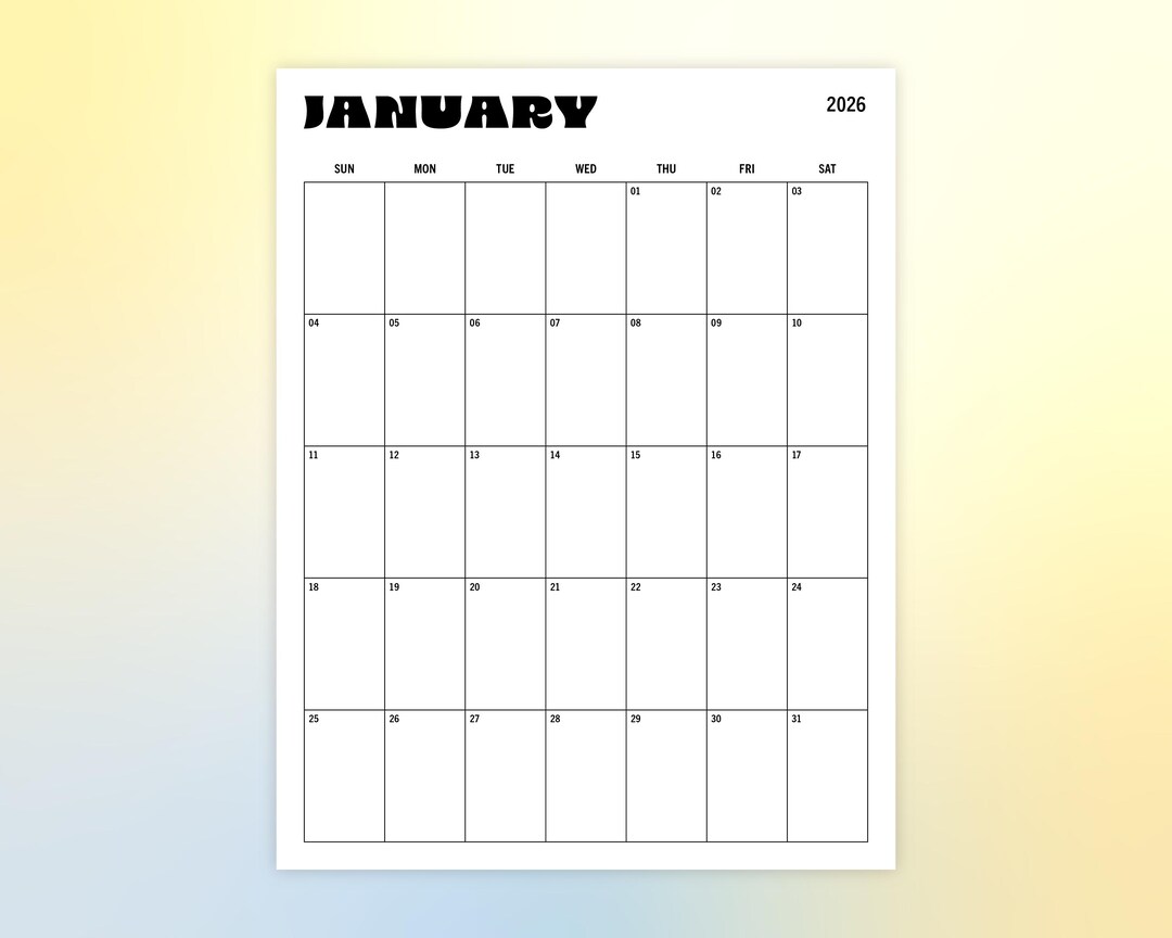 Printable 2026 Calendar (12-page PDF) – Clean & Playful Portrait Layout ...