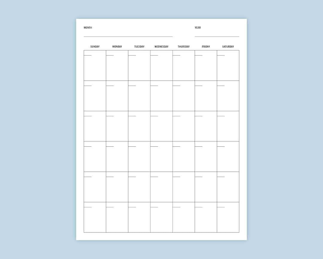 Printable Monthly Calendar PDF - Undated One-page Planner | Portrait ...
