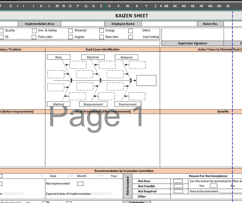 KAIZEN Excel Template | Lean Six Sigma Problem Solving Tool ...