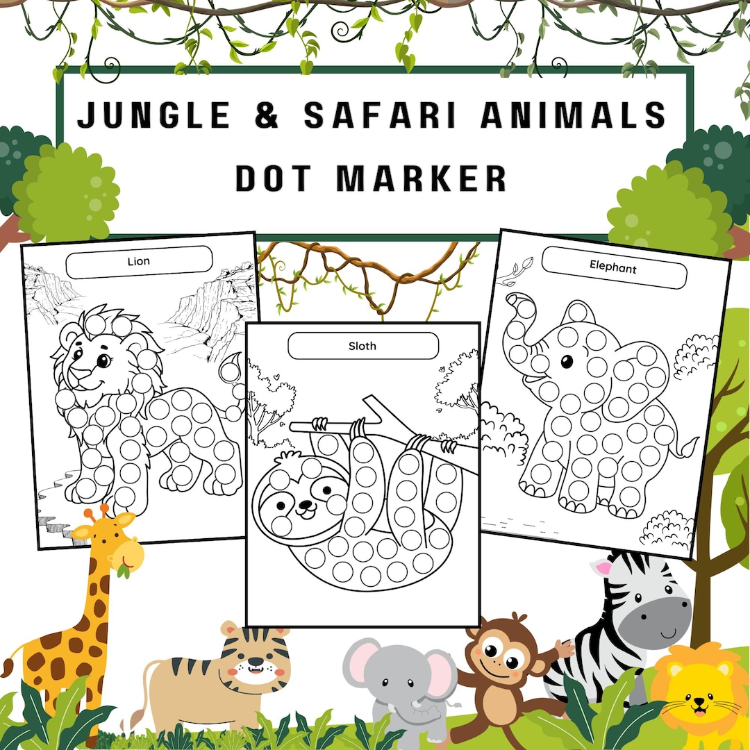 Jungle and Safari Animals Dot Marker Activity | Fine Motor Skills | Do ...