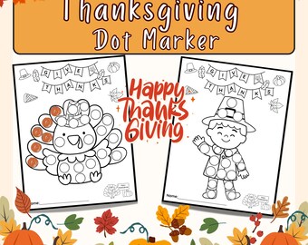 Thanksgiving Dot Art Marker Printable Pack, Fall Preschool Daycare ...