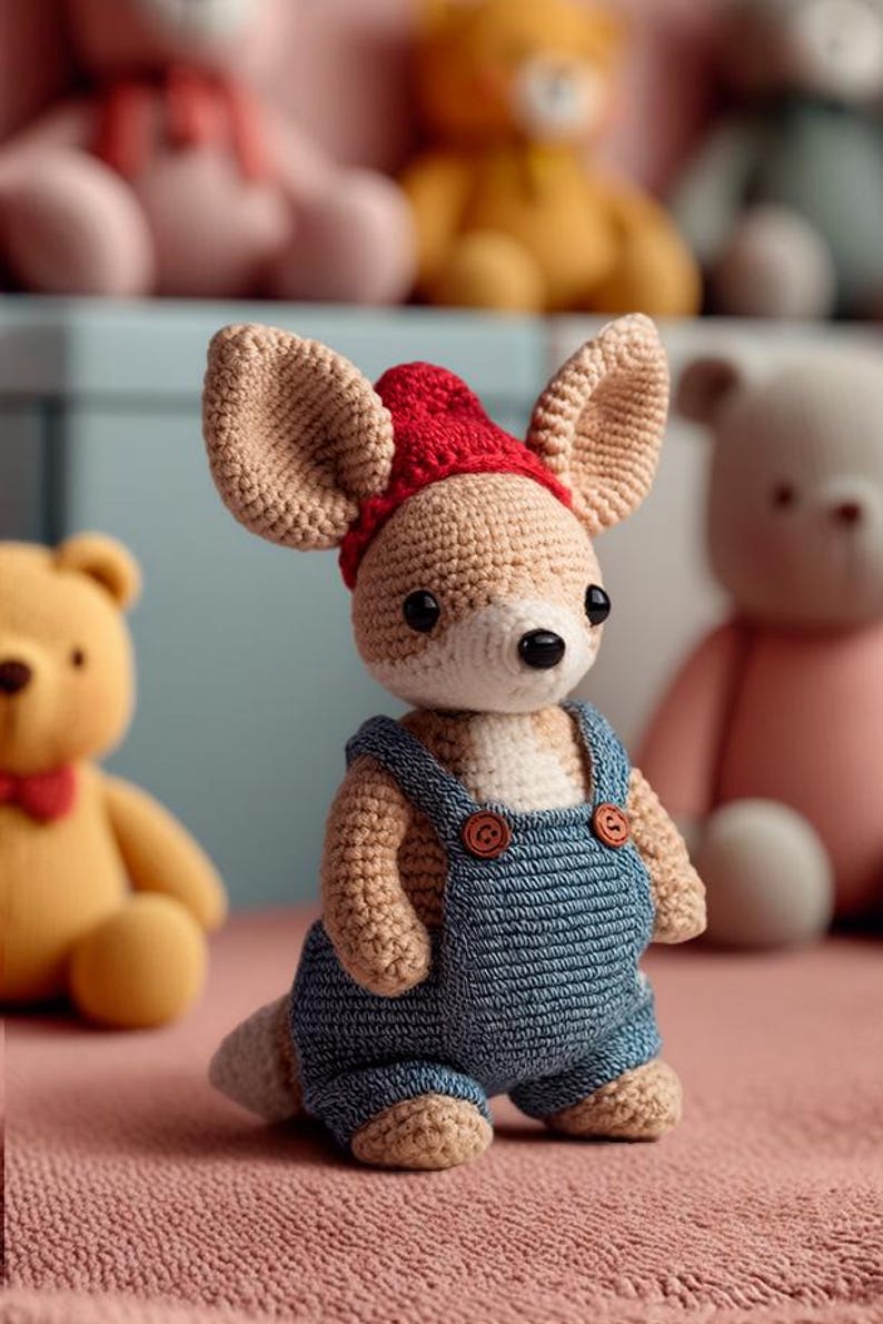 Fennec Fox Crochet Pattern: Amigurumi in Denim Overalls (PDF Pattern ...