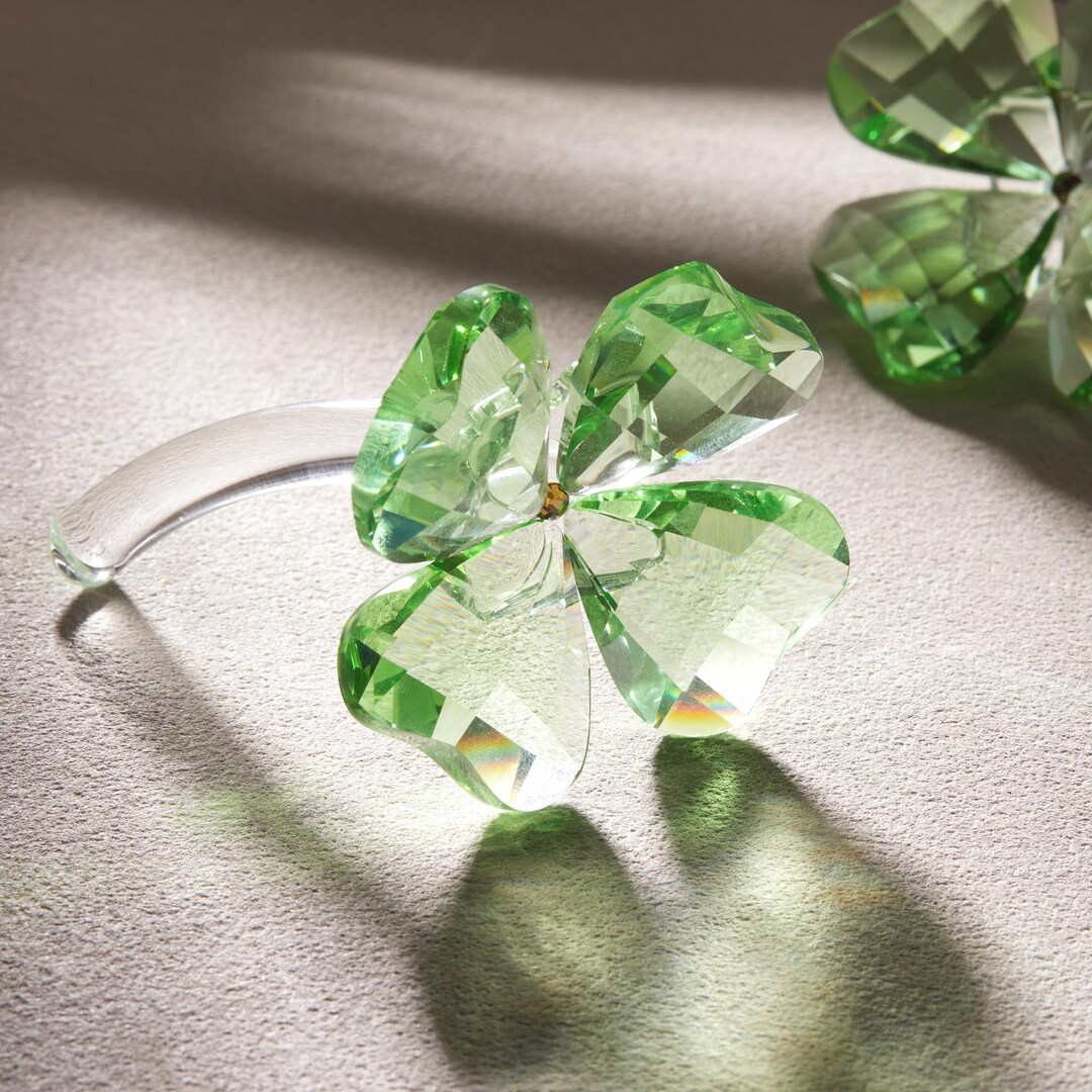 Handcrafted Four-leaf Clover Glass Figurine, Lucky Charm Glass Decor ...