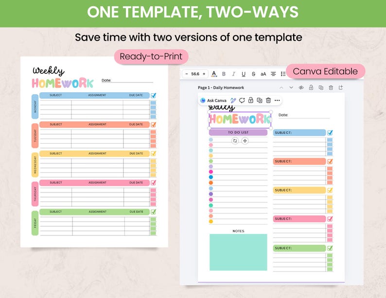 Homework Planner Printable, Student Assignment Tracker, Homework Log ...
