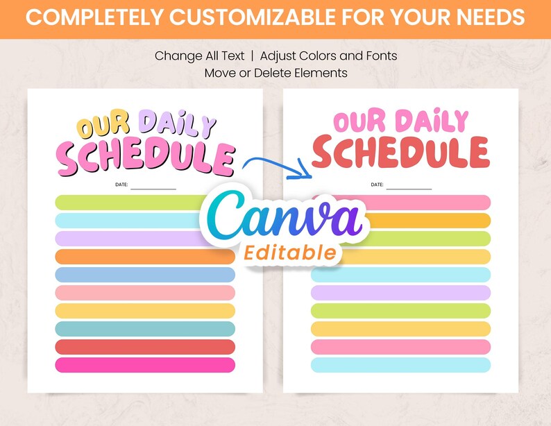 Daycare Daily Schedule | Editable Canva Printable | Preschool Routine ...