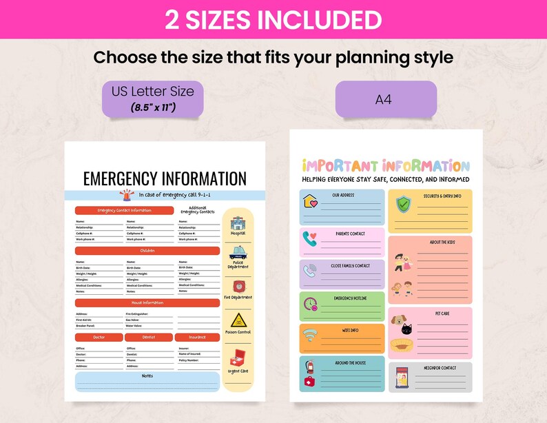 Editable Family Information Sheet | Emergency Contact Printable ...
