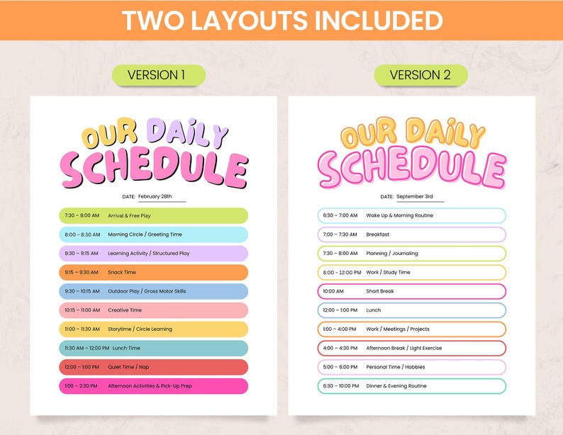 Daycare Daily Schedule | Editable Canva Printable | Preschool Routine ...