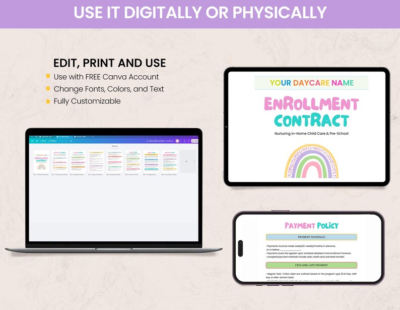 Daycare Enrollment Form | Childcare Forms Bundle | In-home Daycare ...