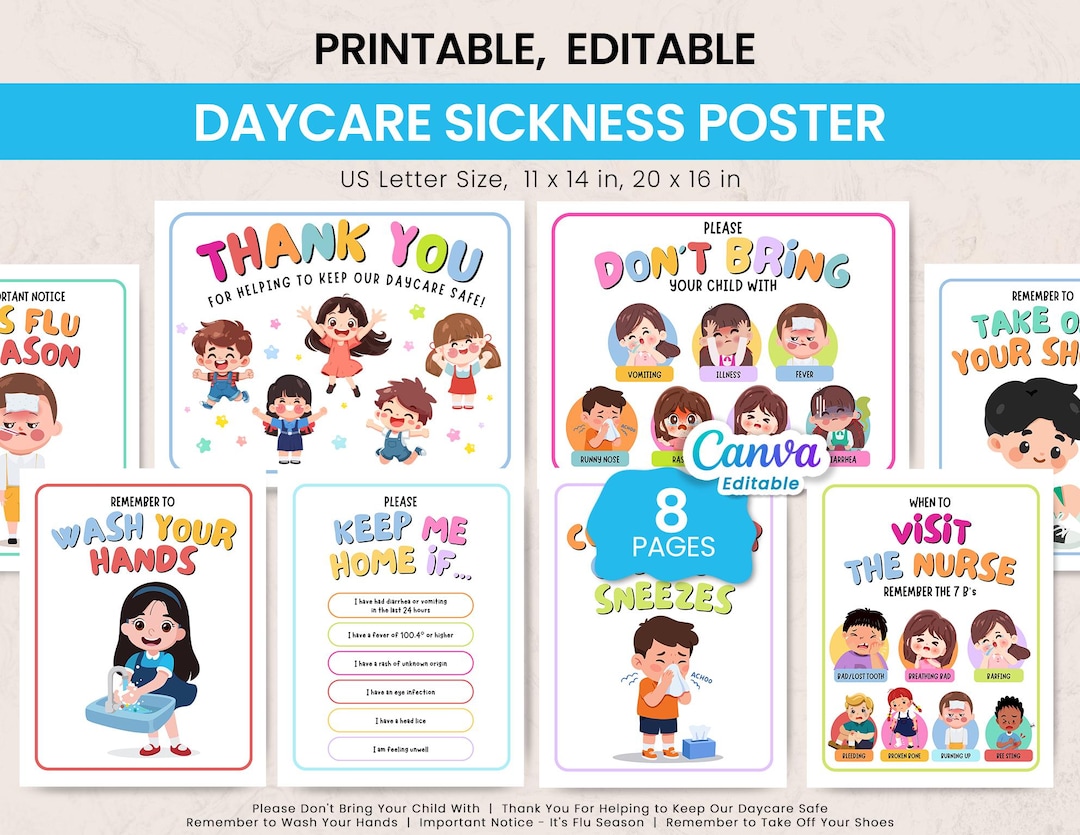 Keep Kids Healthy With Our Daycare Sick Policy Poster | in Home Daycare ...