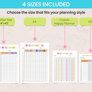 Editable Attendance Tracker Bundle, Canva, Attendance Record, Printable ...