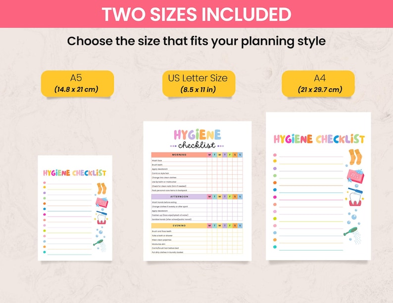 Personal Hygiene Tracker, Hygiene Adult, Hygiene Student, Colorful ...