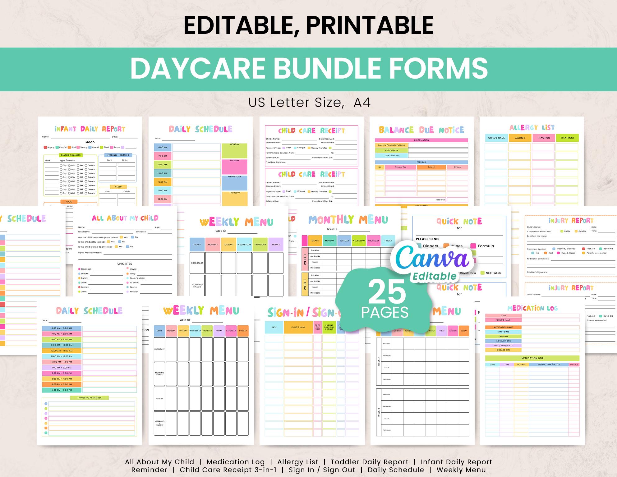 Daycare Starter Kit | Childcare Forms Bundle | In-home Daycare ...