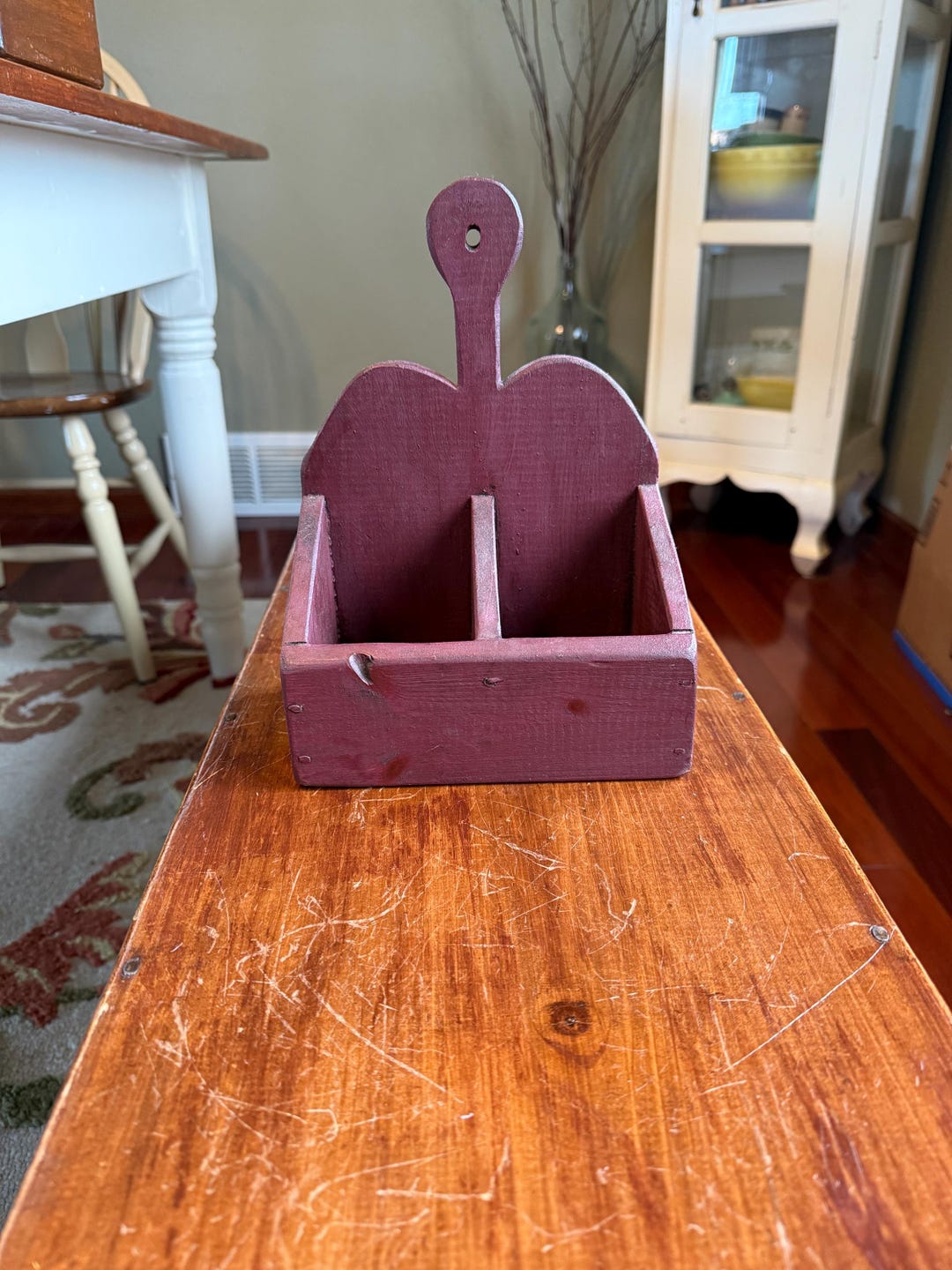 Vintage Painted Rustic Wooden Caddy - Etsy