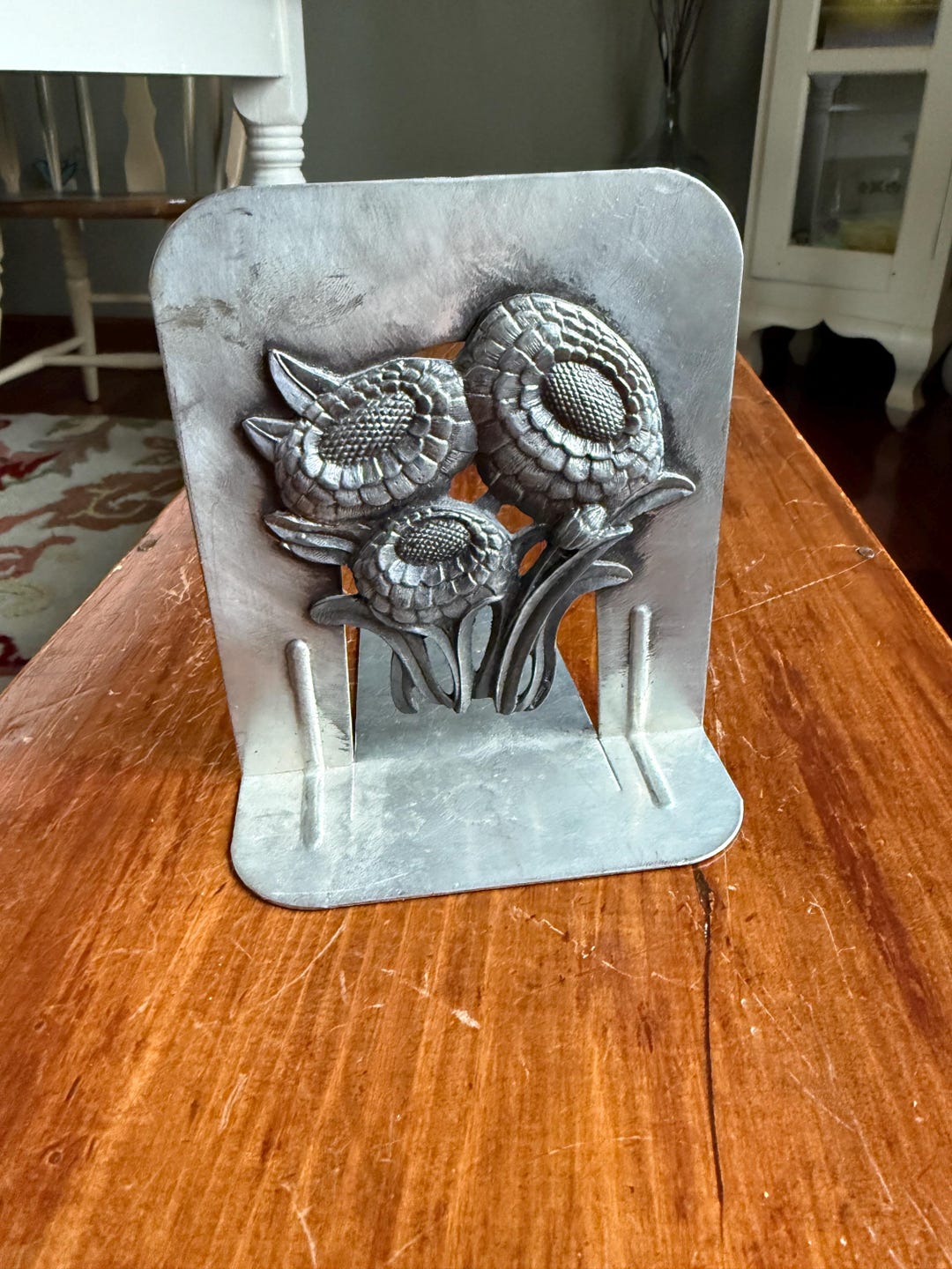 Silver Floral Metal Bookend (single) - Etsy
