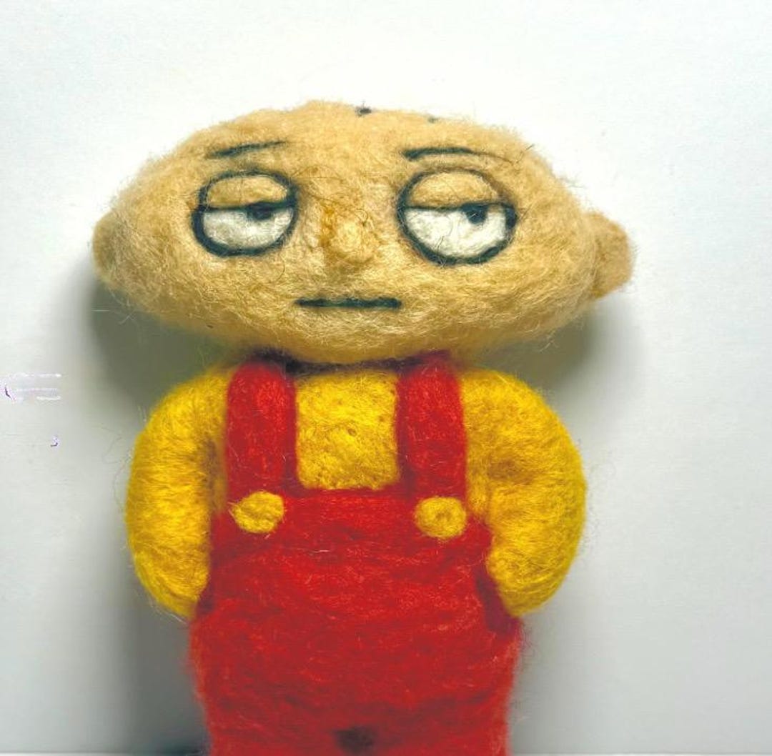 Felt Cartoon Character Figure, Stewie Style, Handmade Mini Collectible ...