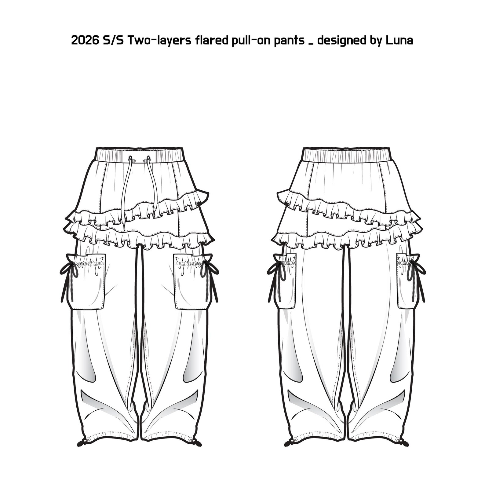 Two-layers Flared Pull-on Pants (matching Set) - Etsy
