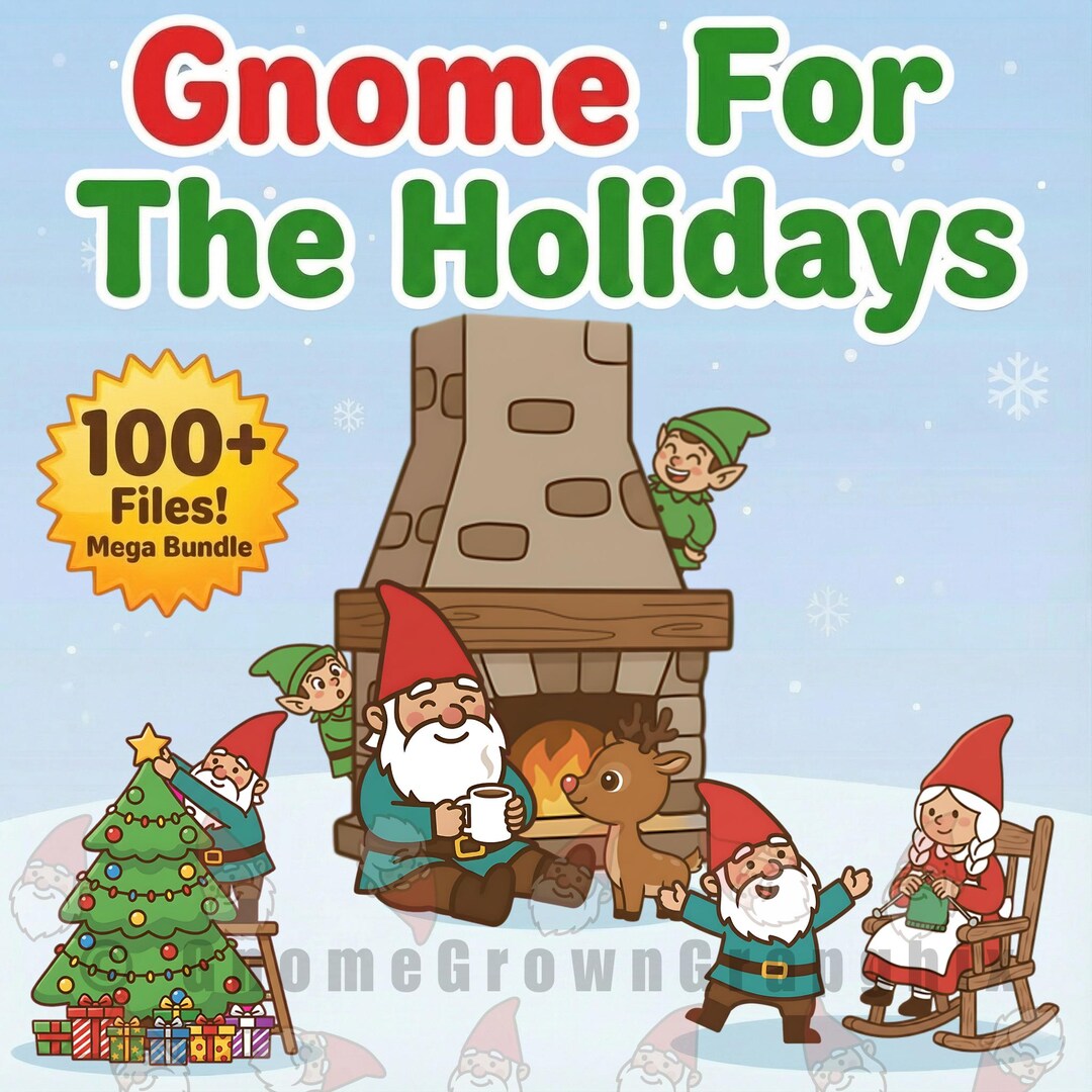 Christmas Gnome Clipart Bundle | 100+ Cute Holiday Pngs, Elves ...