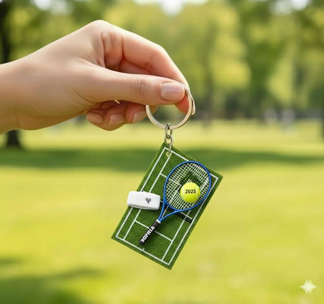 Personalized Tennis Court Keychain – Custom Name Tennis Player Gift ...