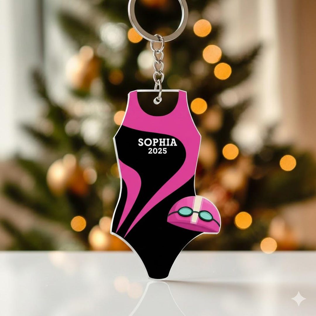Personalized Swimmer Keychain, Custom Name Swimming Acrylic Keyring ...