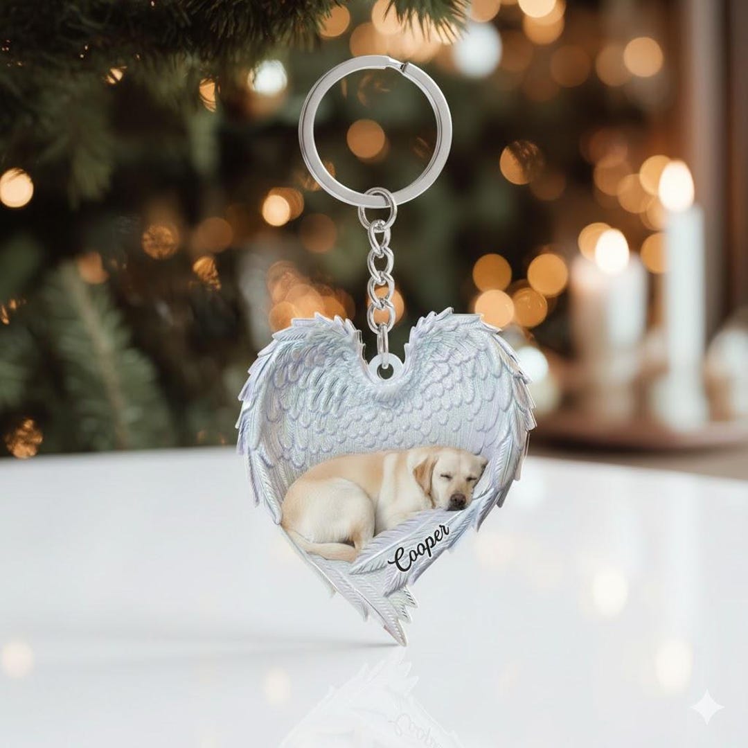 Personalized Labrador Retriever Keychain, Custom Name Sleeping Dog ...