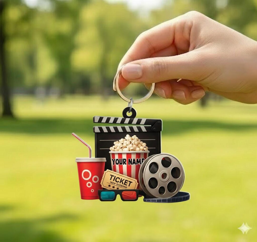 Personalized Movie Night Keychain – Custom Cinema Film Reel Charm ...