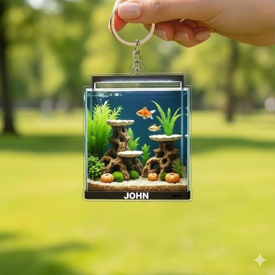 Personalized Aquarium Keychain, Custom Fish Tank Keyring, Aquarist Gift ...