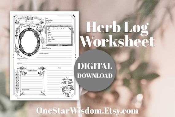 Herb Log Worksheet Printable PDF Herbs Herbology | Etsy