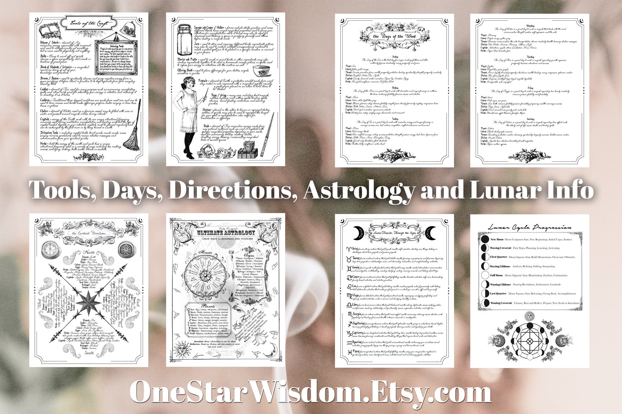 16 PAGES BUNDLE Book of Shadows / Grimoire Basic Witchcraft - Etsy