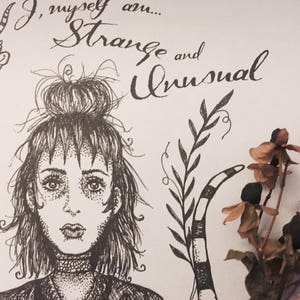 Lydia Deetz - Hand Drawn Art Print - Coloring Page - Witchy Wall Decor ...