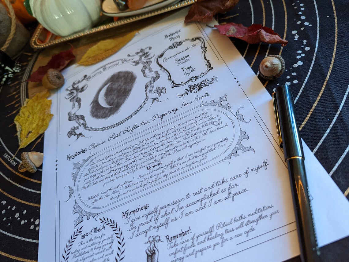 Waning Crescent Moon Reference Sheet Printable PDF Moon - Etsy
