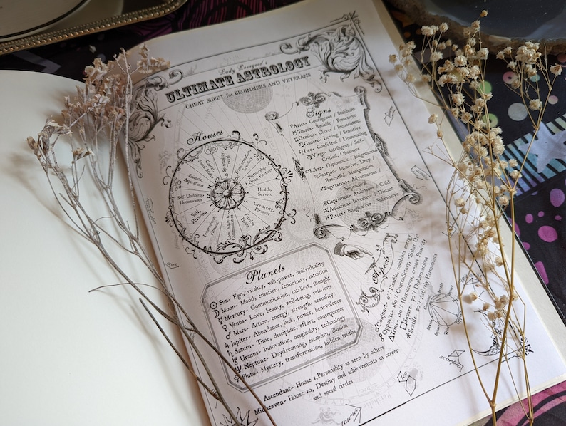 Astrology Cheat Sheet Book of Shadows Reference Sheet - Etsy