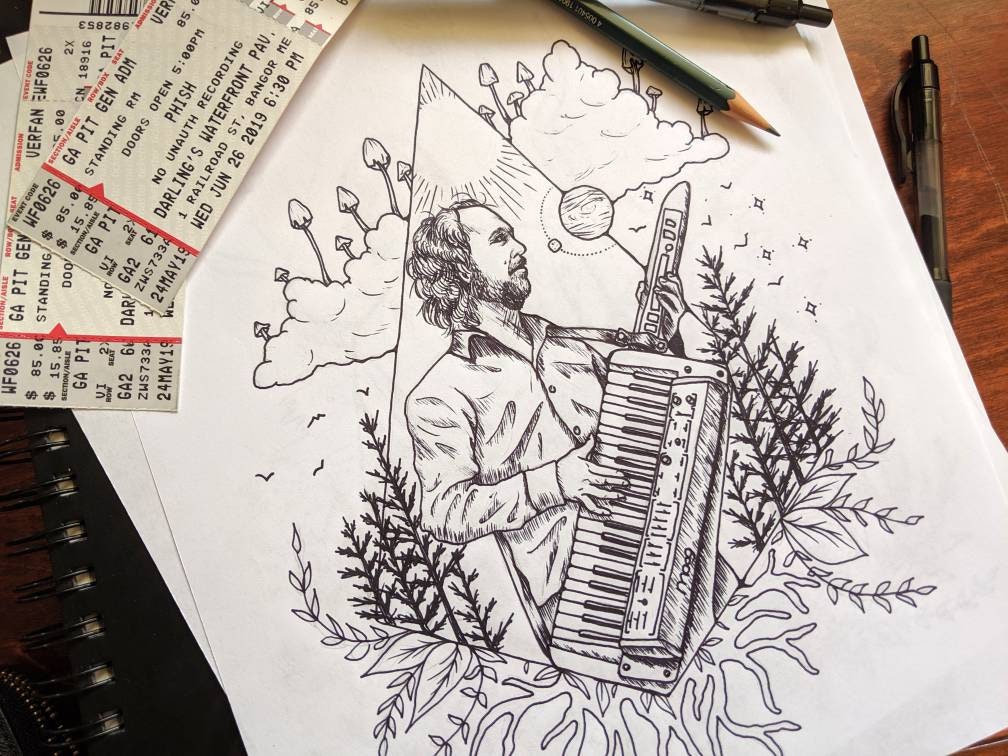 Phish Phan Bundle - Hand Drawn Art Print - Coloring Page - Phish Wall ...