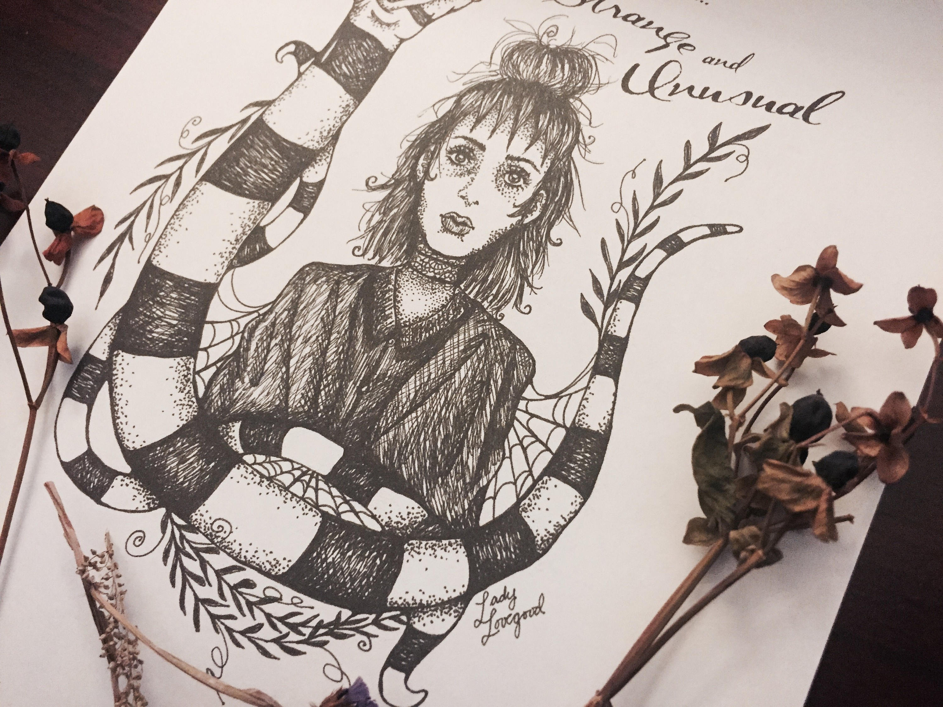 Lydia Deetz Hand Drawn Art Print Coloring Page Witchy - Etsy