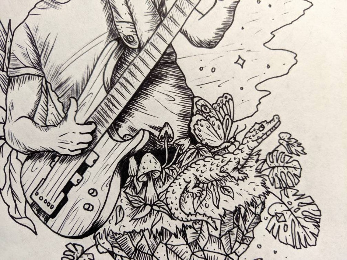 Mike Gordon - Hand Drawn Art Print - Coloring Page - Phish Wall Decor ...