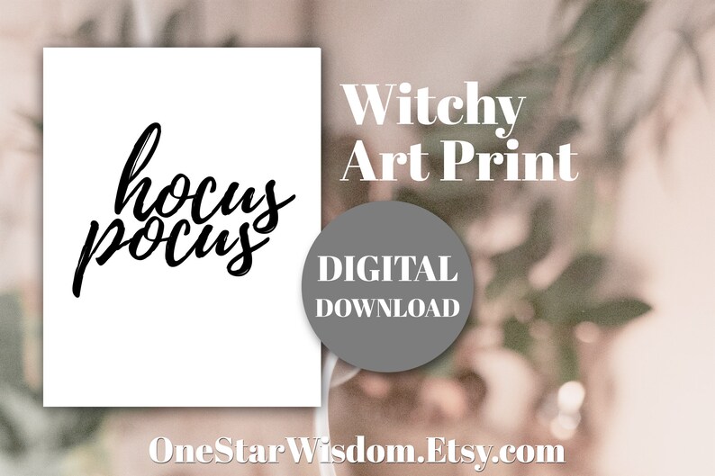 Hocus Pocus (light) Art Print - Quote Printable - PDF Instant Download ...