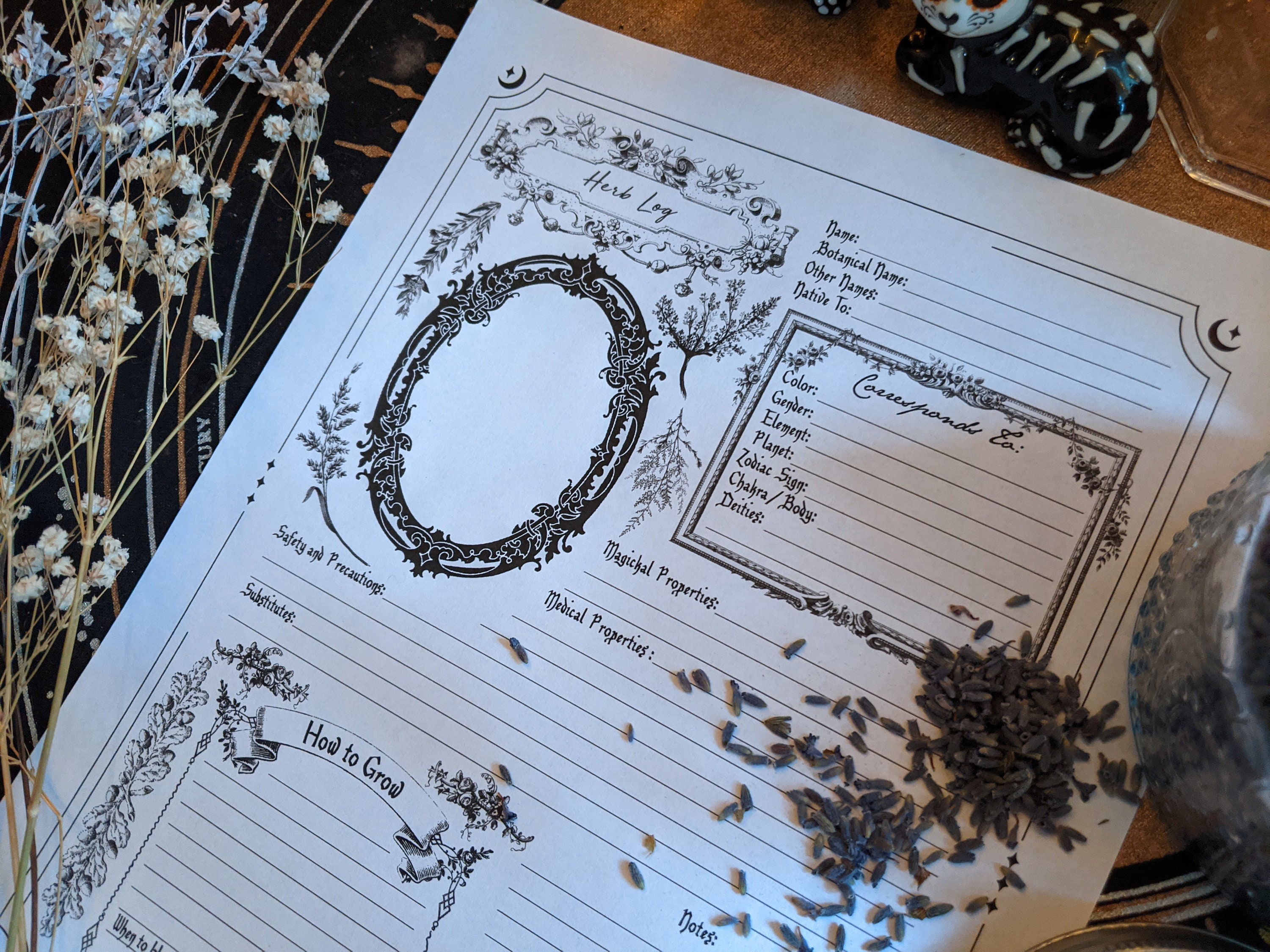 Herb Log Worksheet - Printable PDF - Herbs - Herbology - Witchcraft ...