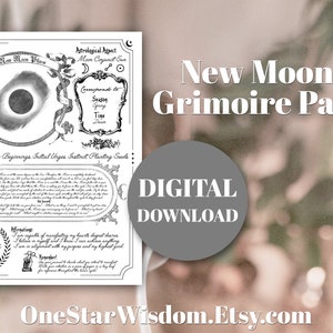 New Moon Reference Sheet - Printable PDF - Moon Cycles - Manifestation ...