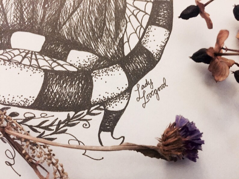 Lydia Deetz - Hand Drawn Art Print - Coloring Page - Witchy Wall Decor ...