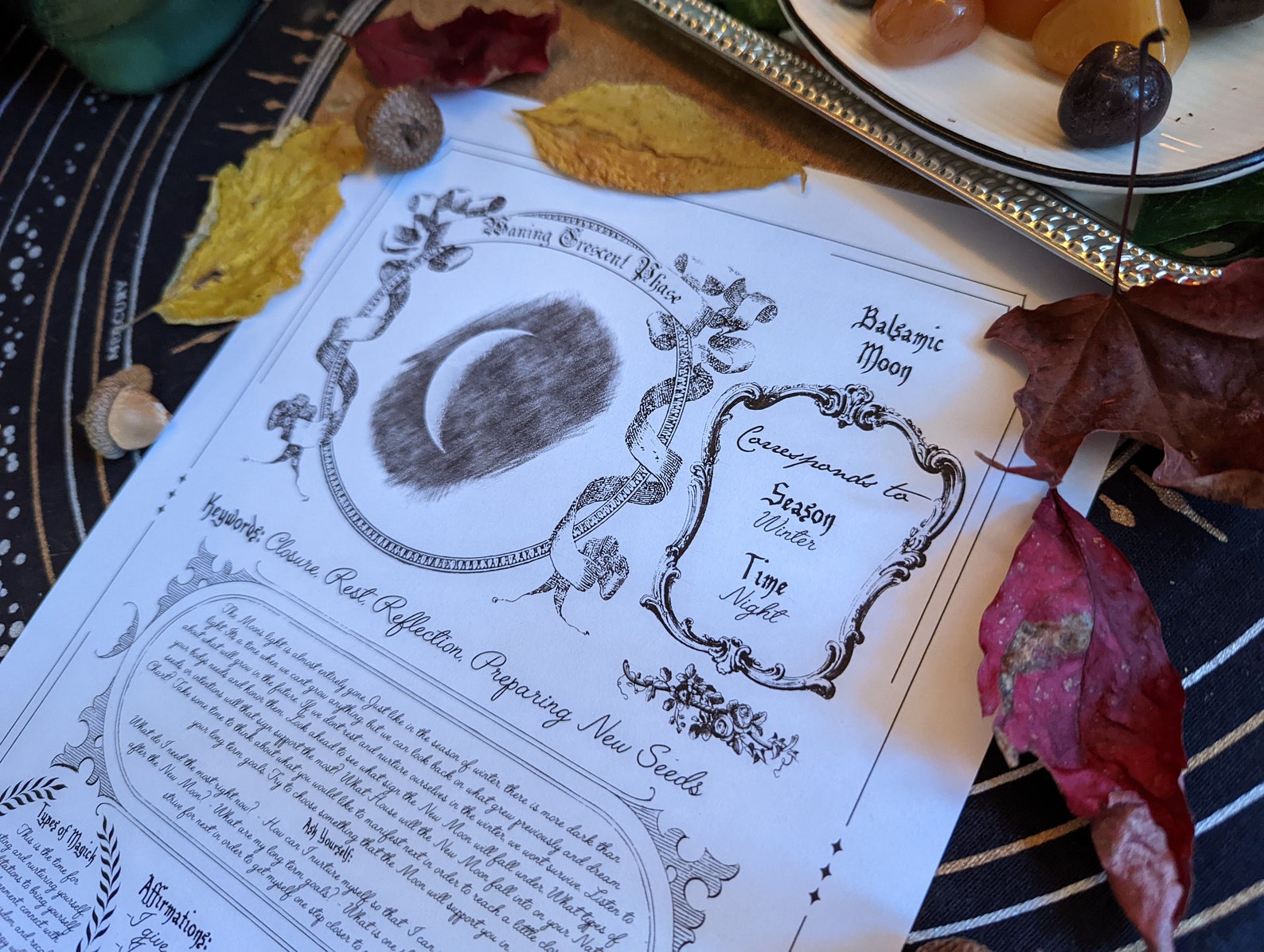 Waning Crescent Moon Reference Sheet Printable PDF Moon | Etsy