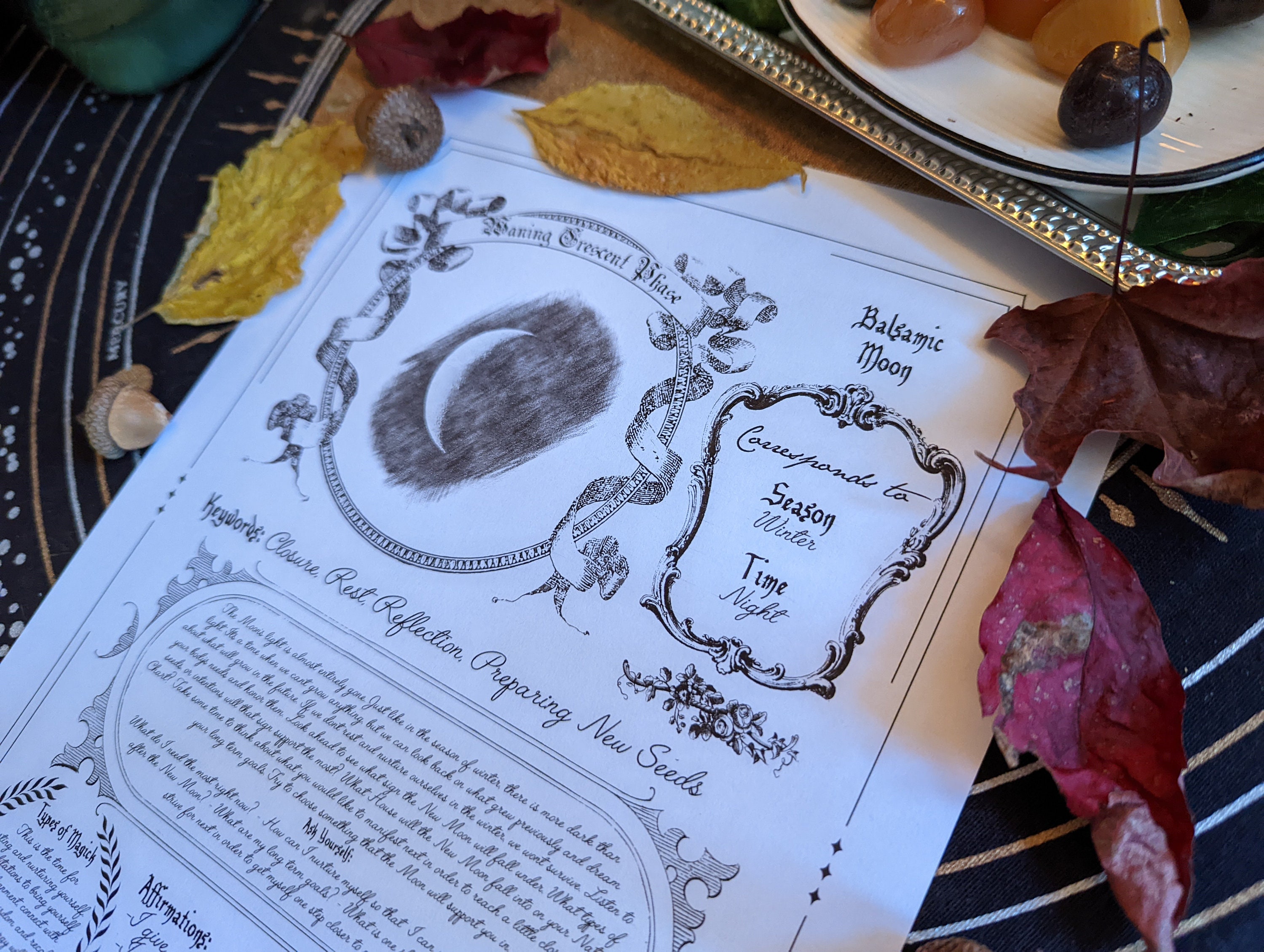 Waning Crescent Moon Reference Sheet Printable PDF Moon Cycles ...