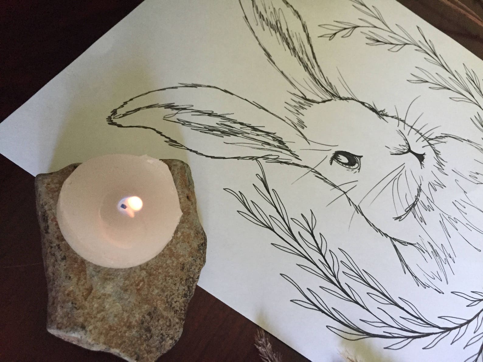 Rabbit Spirit Animal - Hand Drawn Art Print - Coloring Page - Witchy ...