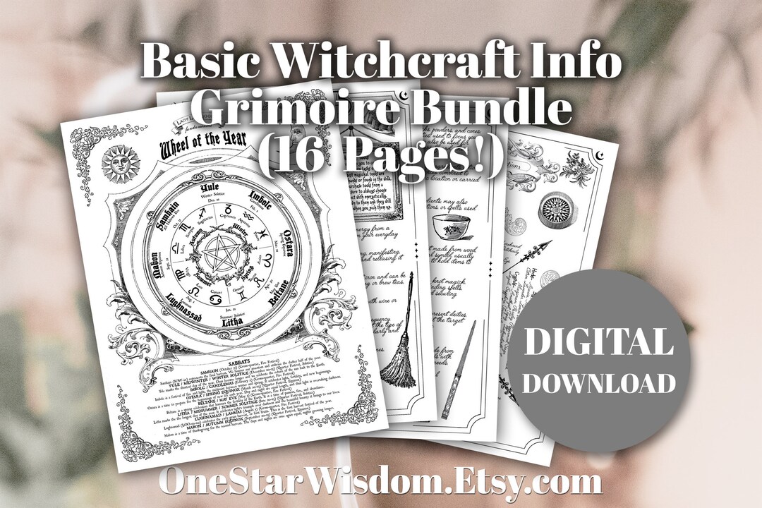 16 PAGES BUNDLE! Book of Shadows / Grimoire - Basic Witchcraft Information Bundle - Beginner ...