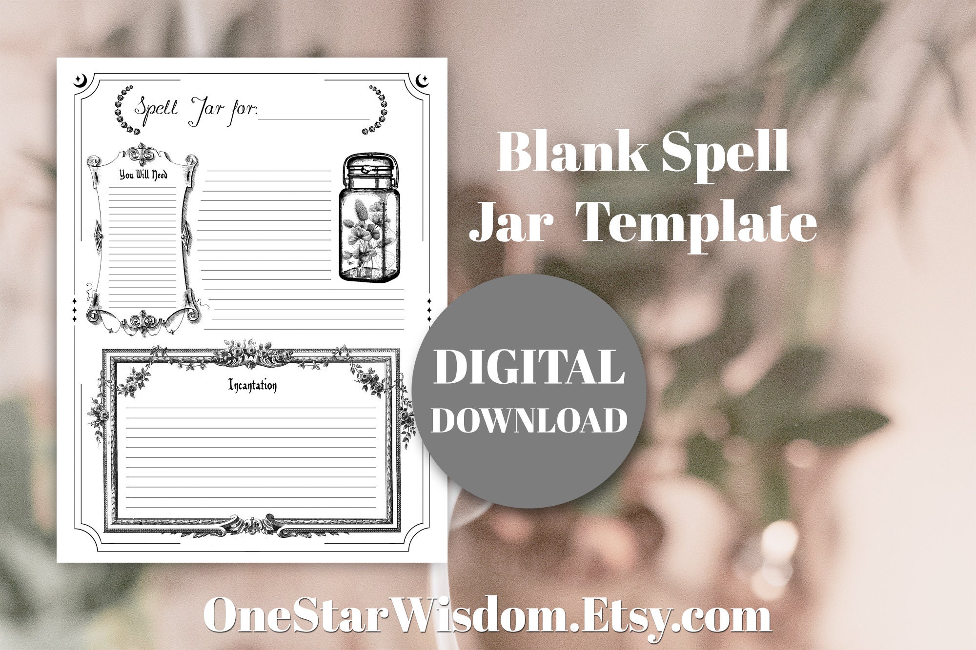 Spell Jar Worksheet Printable PDF Herbs Spellcraft Witchcraft Book of ...