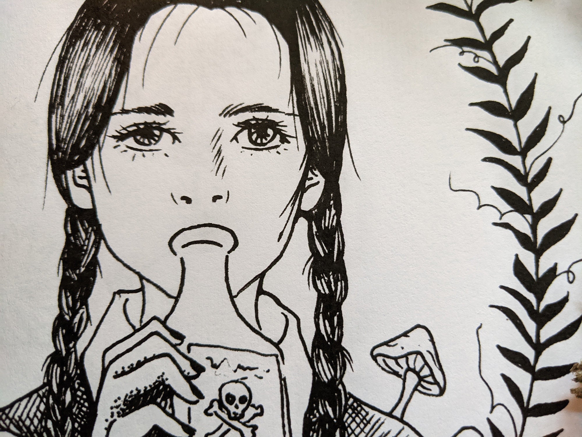 Wednesday Addams - Hand Drawn Art Print - Coloring Page - Witchy Wall ...