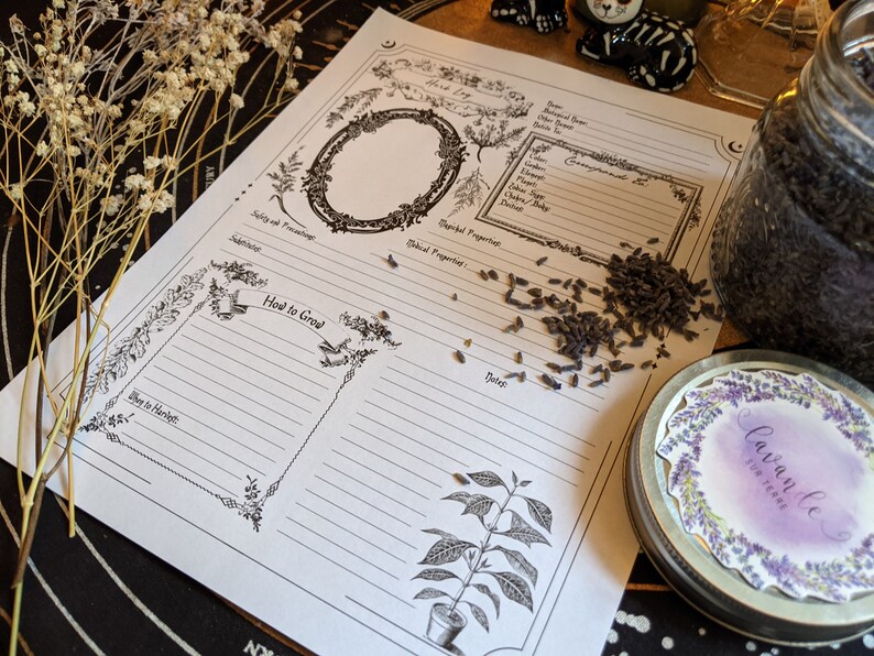 Herb Log Worksheet - Printable PDF - Herbs - Herbology - Witchcraft ...
